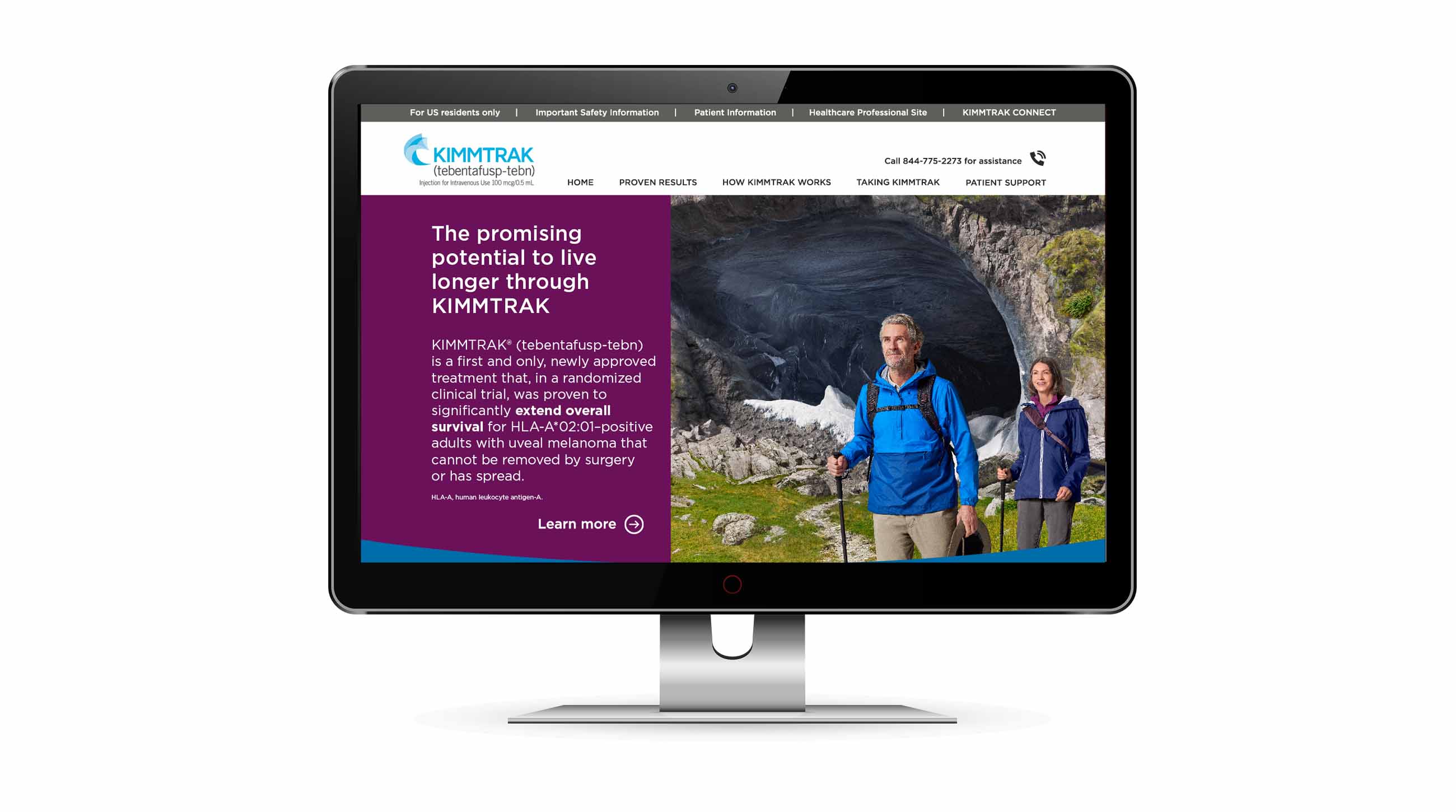 Kimmtrak novel t-cell therapy website displayed on a computer